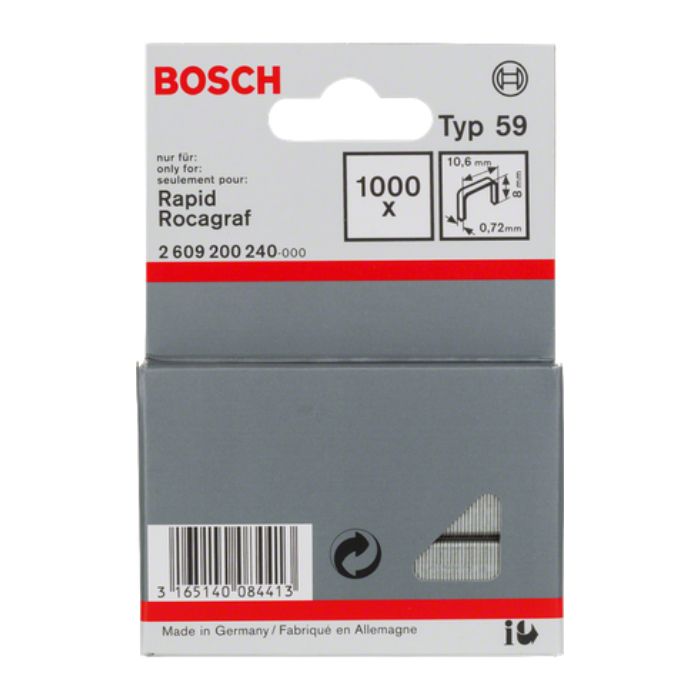 Grapas de Alambre Fino Bosch Tipo 59 | 10,6 x 8 mm | 1000 ud.