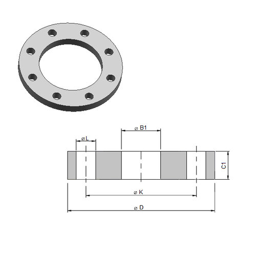 Brida plana Hierro EN 1092-1 01 PN-16 DN-250